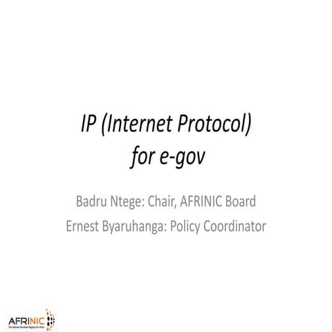 Internet Protocol (IP) for e-Gov | PPT