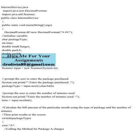 InternetService.java import java.text.DecimalFormat; import jav.pdf