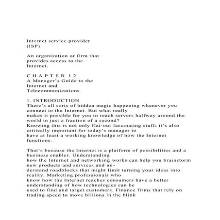 Internet service provider(ISP)An organization or firm th.docx