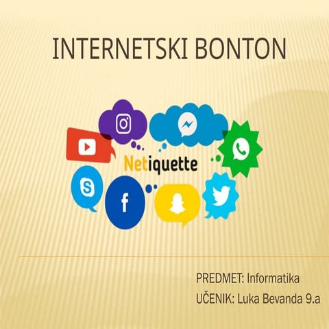 Internetski-bonton - pravila ponašanja djece na internatu | PPTX
