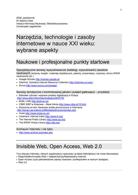 Weblogi (blogi) – nowe narzedzie komunikacji w nauce | PPT