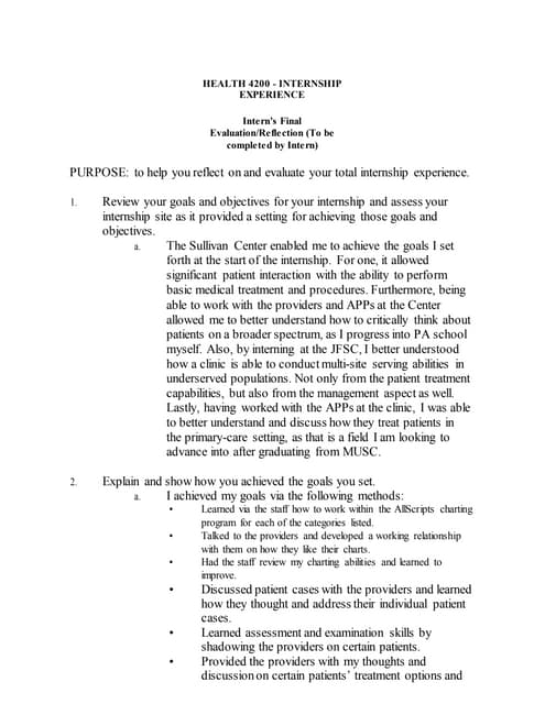 Internship reflection | PDF
