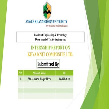 INTERNSHIP REPORT ON KEYA KNIT COMPOSITE LTD. | PPTX