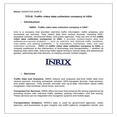 TRAFFIC VIDEO DATA COLLECTION COMPANY IN USA | DOCX