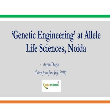Internship - Allele Life Sciences (Jun-Jul, 2019) | PPTX