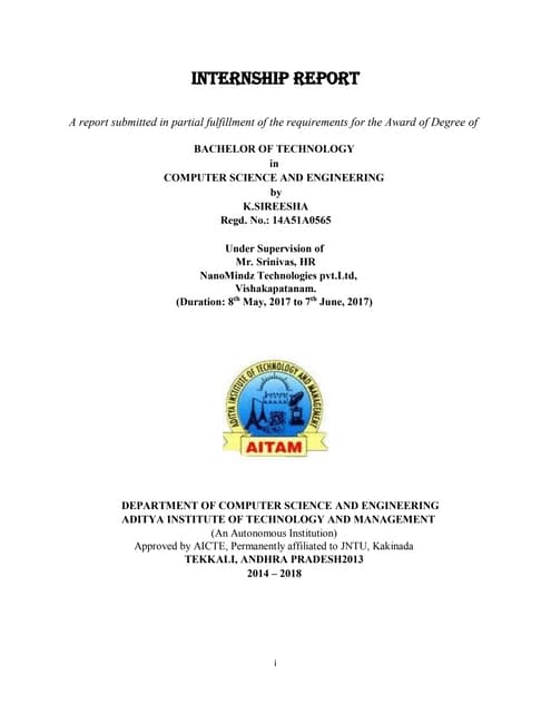 Internship Report Sample 6pdf 4351