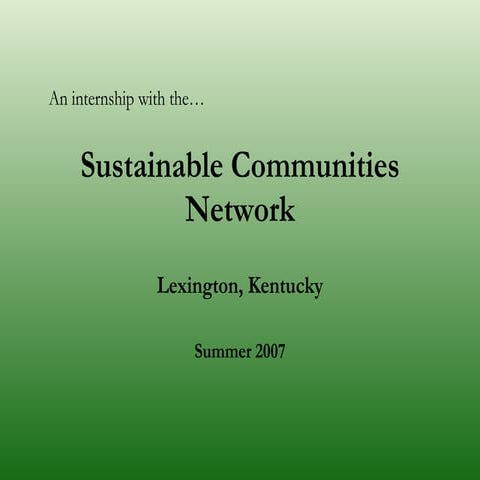 Internship Sustainable Communities Network | PPT