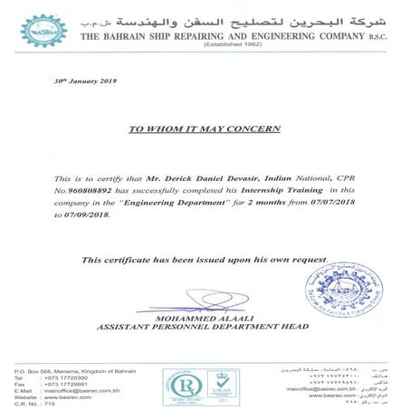 Internship certificate | PDF