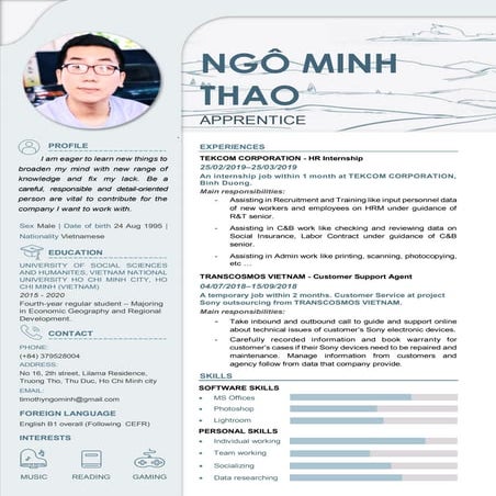 Internship CV - NGO MINH THAO | PDF
