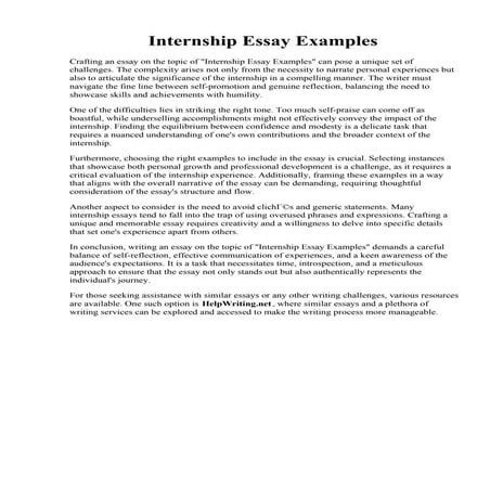 Internship Essay Examples. Internship Essay Examples Telegraph | PDF