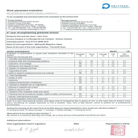 Internship Evaluation Pdf