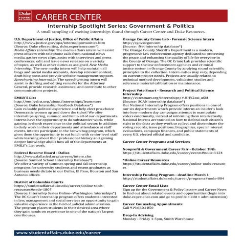Internship Spotlight Series: Government and Politics Programs | PDF