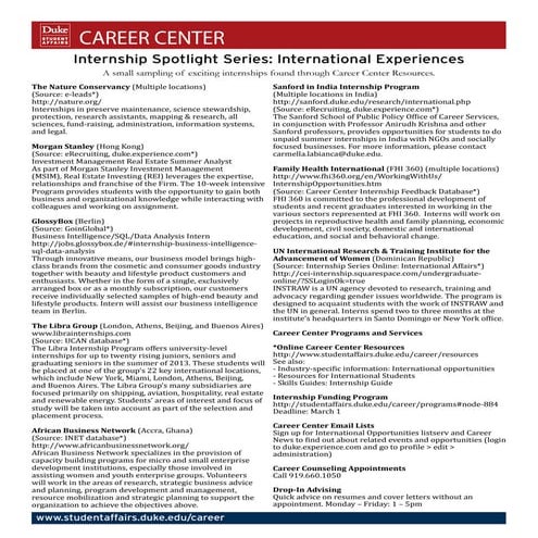 Internship Spotlight Series: International Programs | PDF