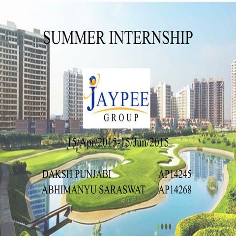 Summer Internship in Jaypee Group | PPT