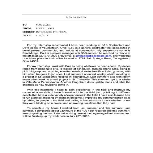 Internship proposal | PDF