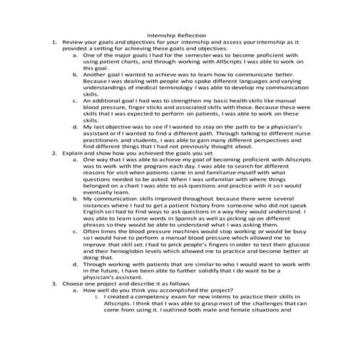 Internship reflection | DOCX