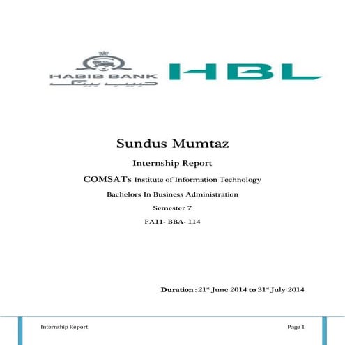 Internship report HBL | DOCX