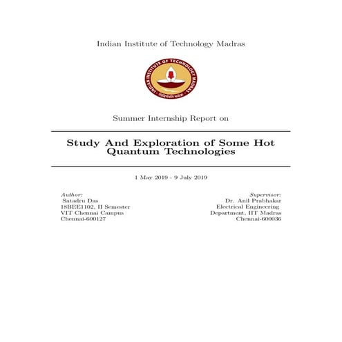 Summer Internship Report 2019 | PDF