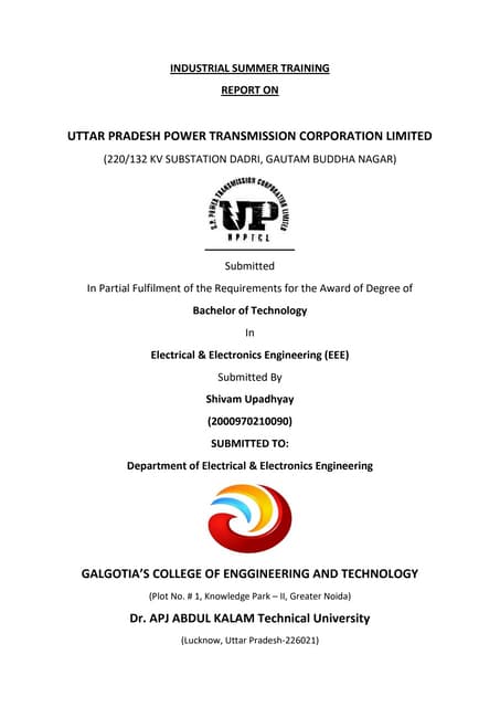 REPORT ON 33/11KV SUBSTATION | PDF