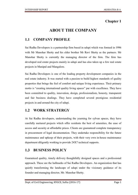 Civil enginerring internship report | PDF