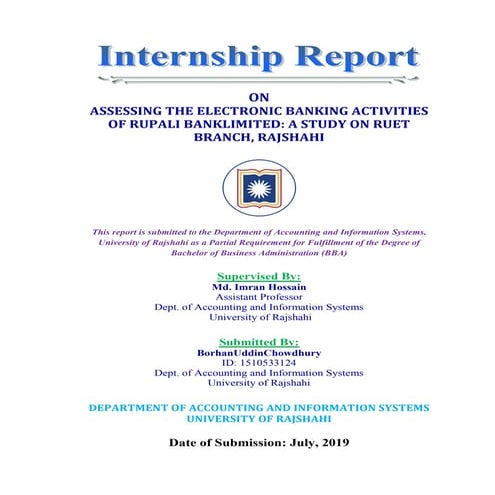 Internship report on electronic banking activities of Rupali Bank Ltd ...