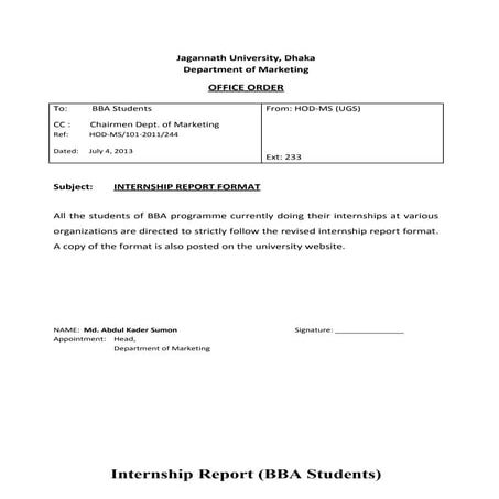 Internship report format | PDF