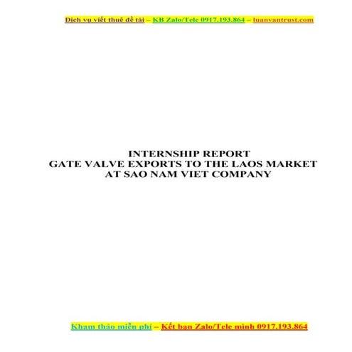 Internship Report gate valve exports to the laos market at sao nam viet ...