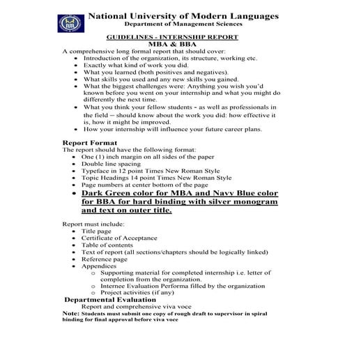 Internship report guidelines | PDF