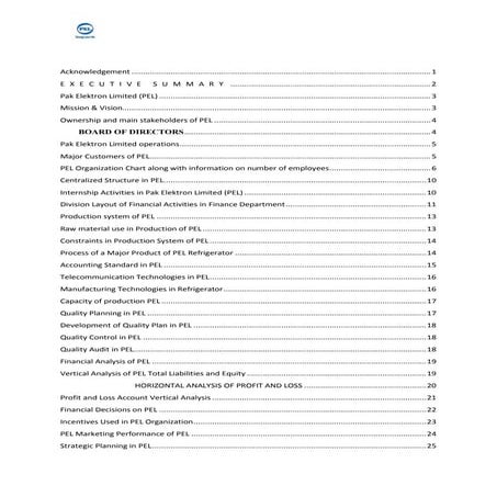 Internship report on pel | PDF