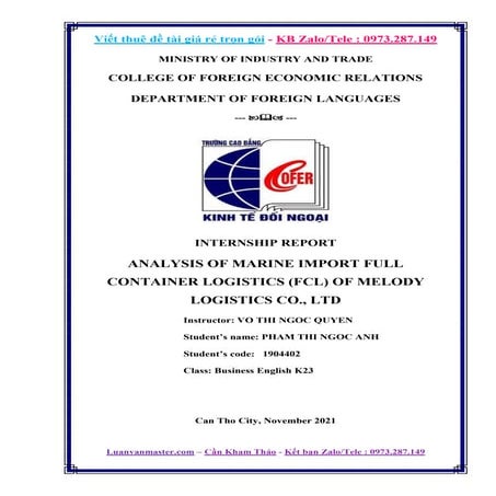Internship Report Quy Trình Nhập Khẩu Bằng Container Logistics.docx