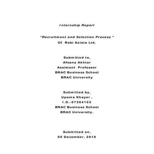 Internship report robi_recruitment___selection-libre (1) | PDF