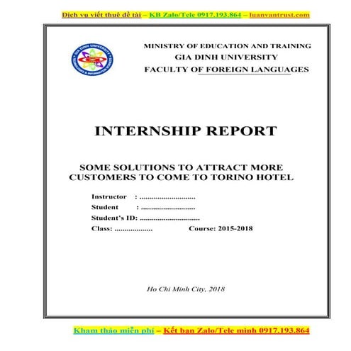 Internship Report some solutions to attract more customers to come to ...