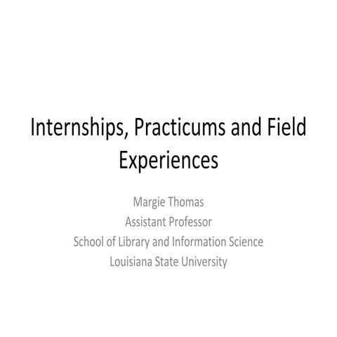 Careers in Federal Libraries - Internships, Practicums And Field ...