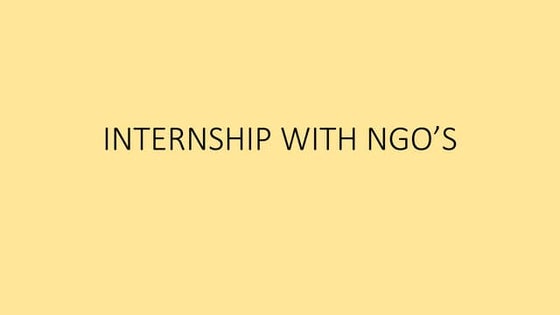 Ngo internship | PPT