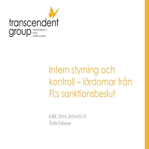 Intern styrning och kontroll - lärdomar från FI | PDF | Business | Business and Finance