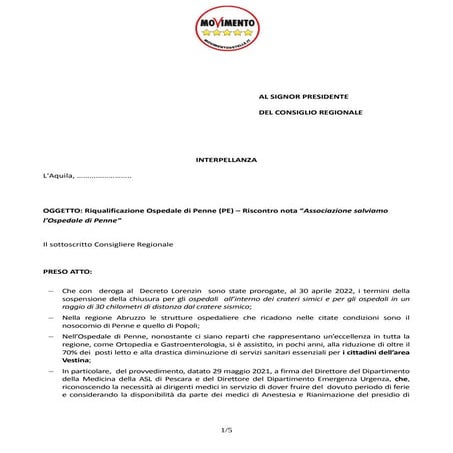 Interpellanza riqualificazione ospedale di penne signed | PDF