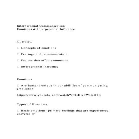 Interpersonal CommunicationEmotions & Interpersonal Influenc.docx ...