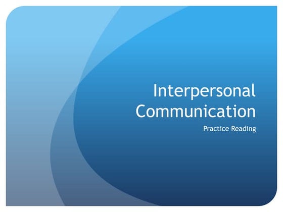 Interpersonal communication | PPT
