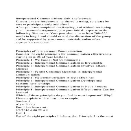 Interpersonal Communications Unit 1 referencesDiscussions are f.docx