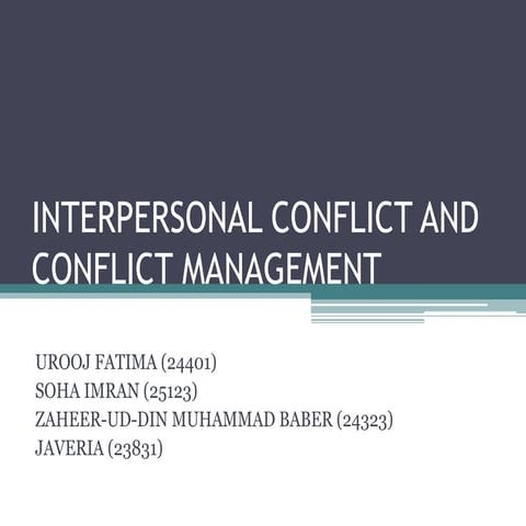 Interpersonal conflict and conflict management. | PPTX