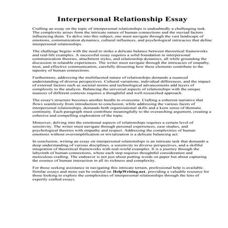 Interpersonal Relationship Essay | PDF