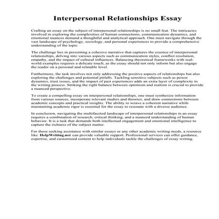 Interpersonal Relationships Essay. Point University | PDF | Education