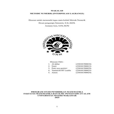 Metode Numerik Bag Interpolasi Lagrange Pdf