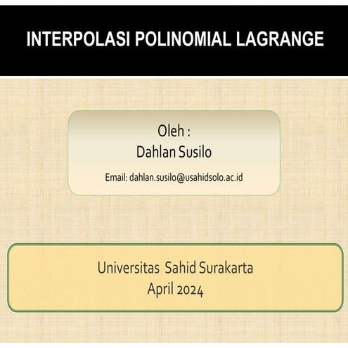Interpolasi Polinonial Lagrange pada model | PDF