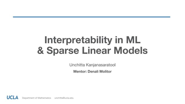 Interpretability in ML & Sparse Linear Regression | PPT Interpretability in ML & Sparse Linear Regression | PPT