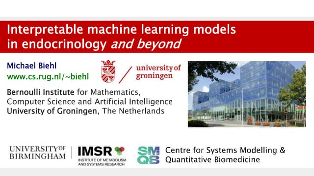 Interpretable Machine Learning In Endocrinology And Beyond Ppt