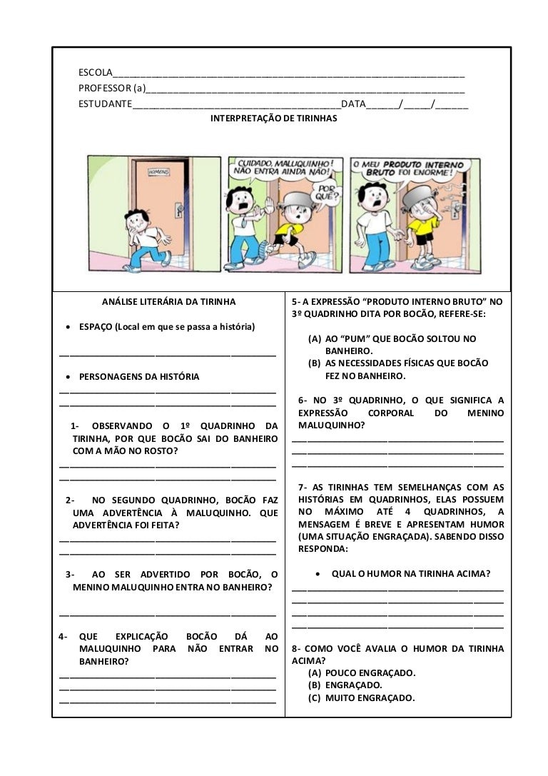 Interpretação De Tirinha