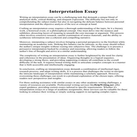 Interpretation Essay | PDF