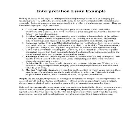 Interpretation Essay Example. South University | PDF | Educational ...