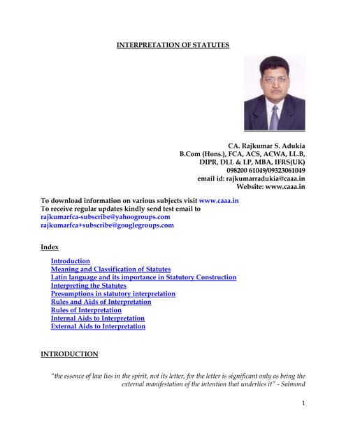 Statutory construction | DOCX | Law